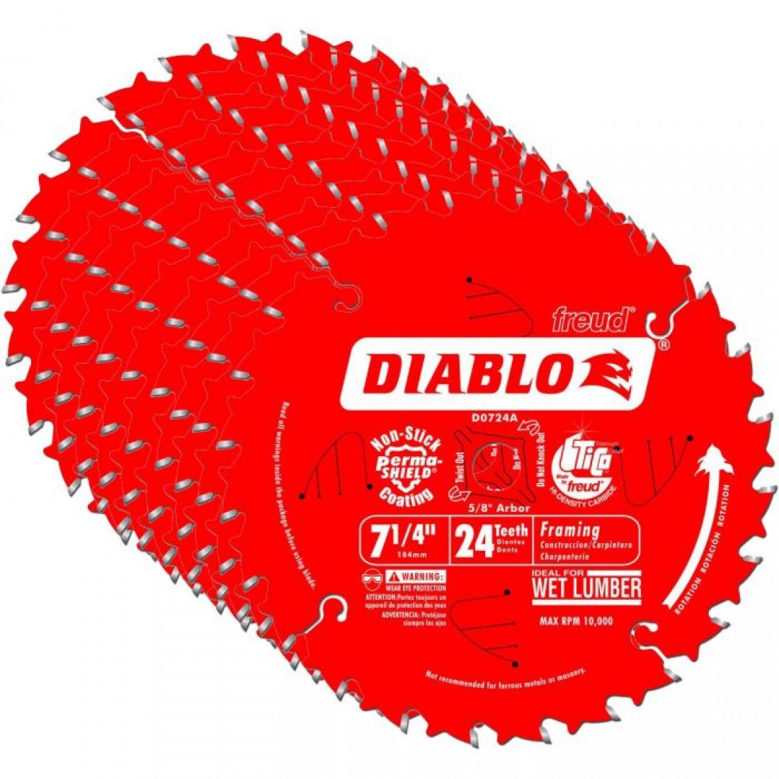 Wylaco Supply | Diablo 7-1/4-inch 24 Tooth Atb Framing Saw Blade With 5 ...