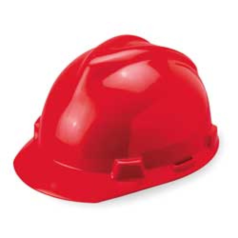 Wylaco Supply | MSA Red V-Gard Non-Vented With Slots Hard Hat