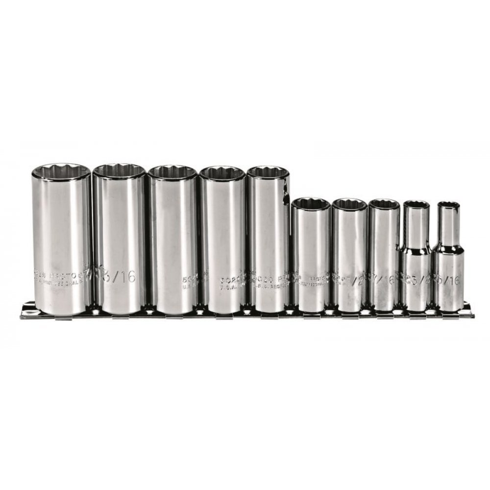 Proto® 3/8" Drive 10 Piece Deep Socket Set - 12 Point
